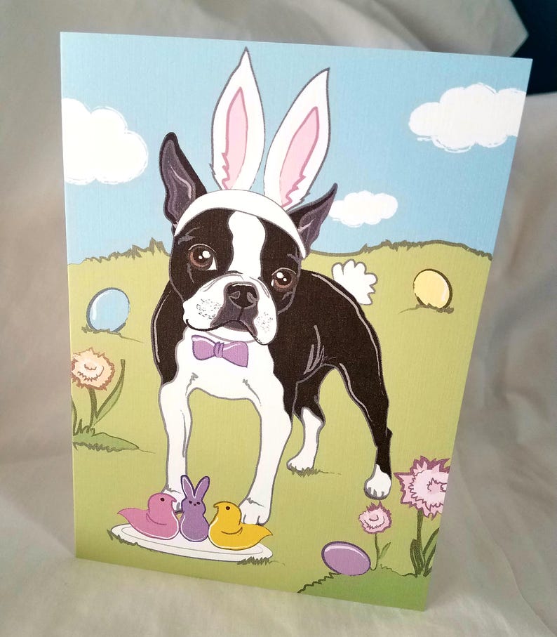 Easter Boston Terrier Greeting Card - Etsy