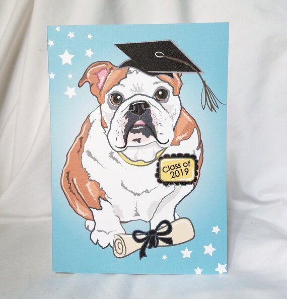 English Bulldog Graduation Greeting Card | Etsy