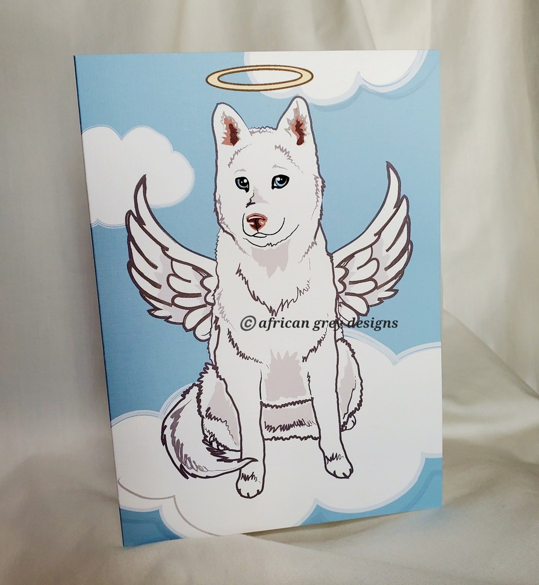 Angel Siberian Husky Greeting Card - White - Etsy