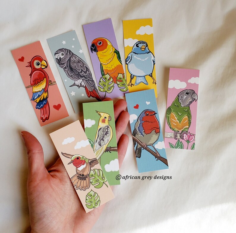 Mini Bird Bookmarks Eco-friendly Set of 8 Printed on - Etsy