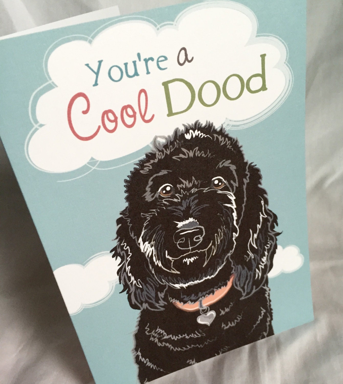 Cool Black Labradoodle Greeting Card | Etsy