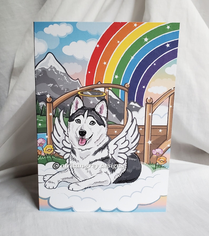 Rainbow Bridge Siberian Husky Angel Greeting Card - Etsy