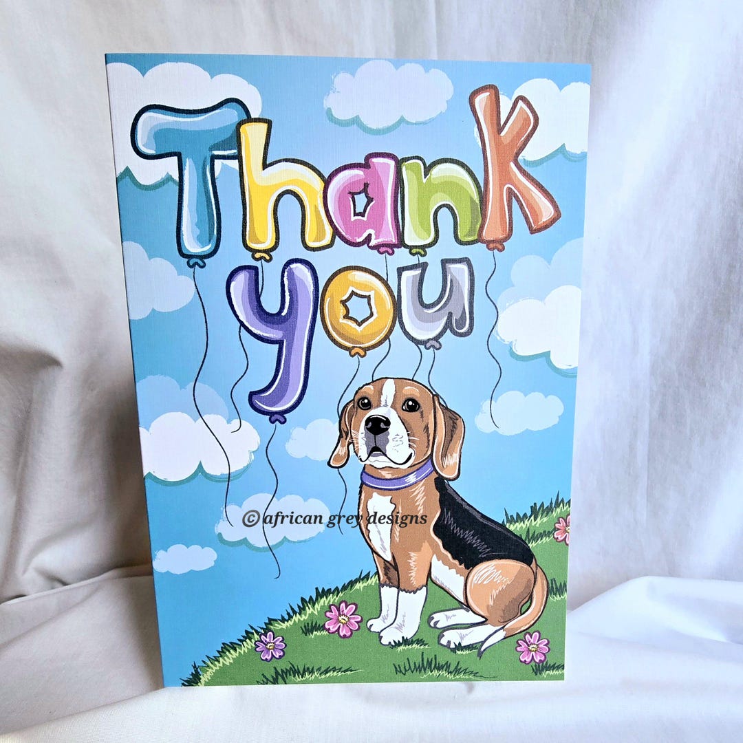 Beagle Thank You Balloons Greeting Card - Etsy