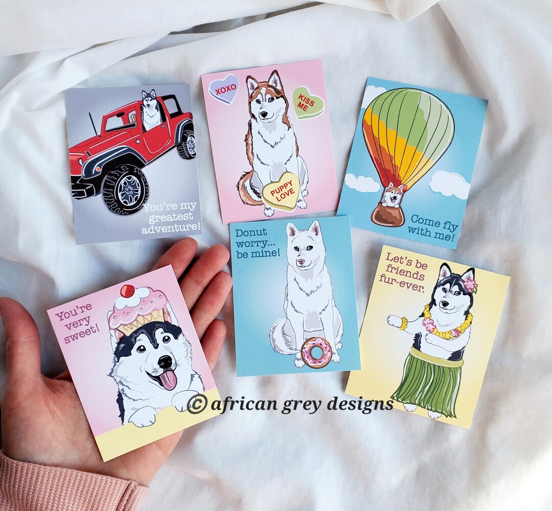 Siberian Husky Valentines - Mini Eco-friendly Set of 6 - Etsy