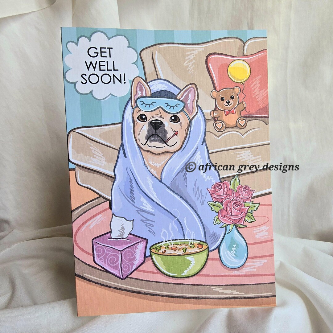 Get Well French Bulldog Greeting Card - Etsy