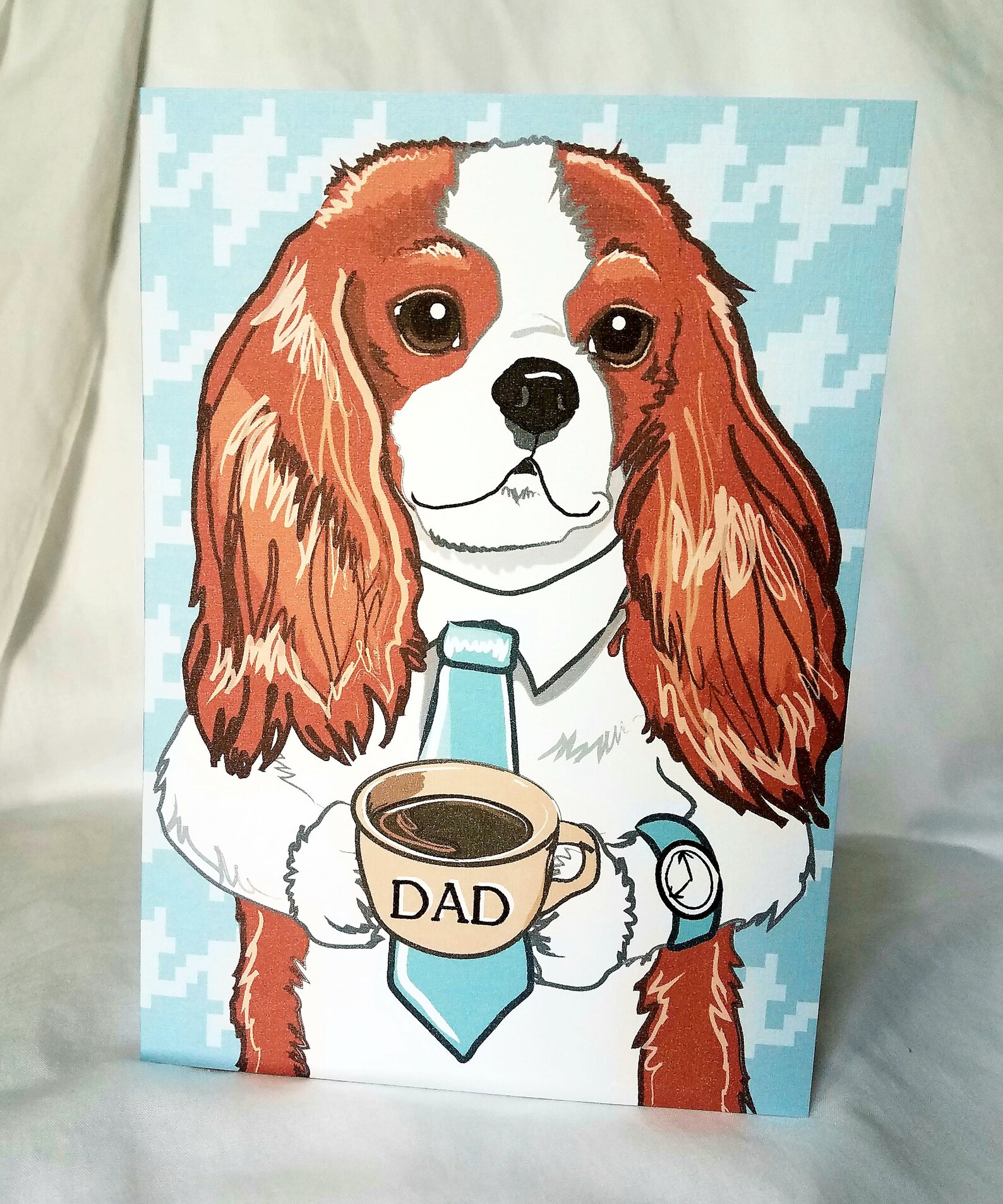 King Charles Spaniel Dad Greeting Card | Etsy