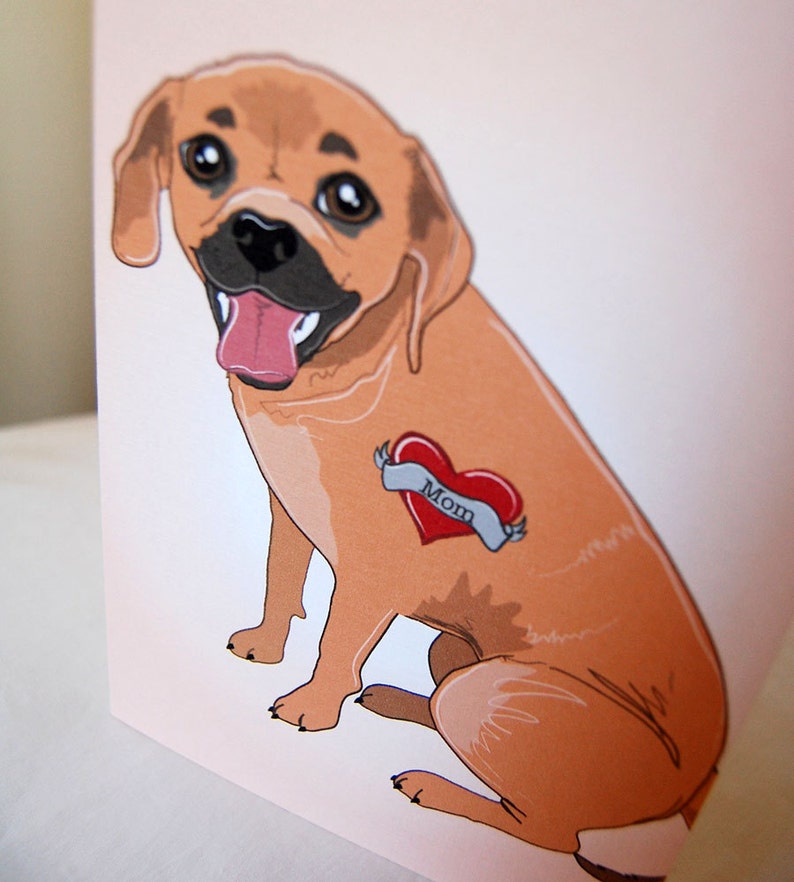 Custom Puggle Tattoo Greeting Card | Etsy
