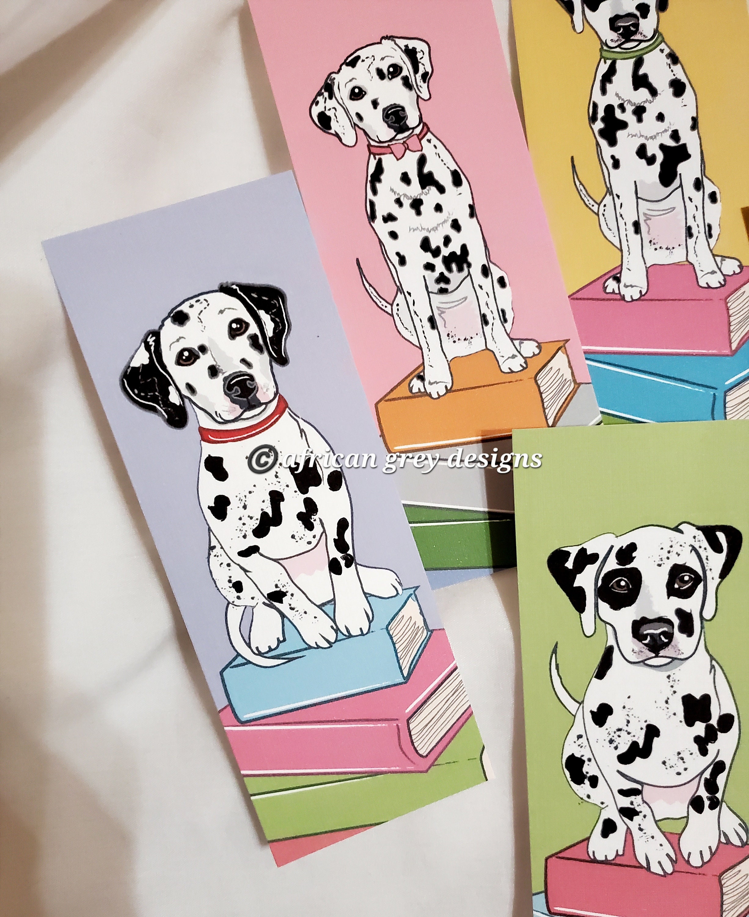 Dalmatian Bookmarks - Eco-friendly Set of 5 - Printed on Recycled Linen ...