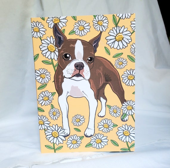 Paper & Party Supplies Birthday Cards Daisy Boston Terrier Greeting ...
