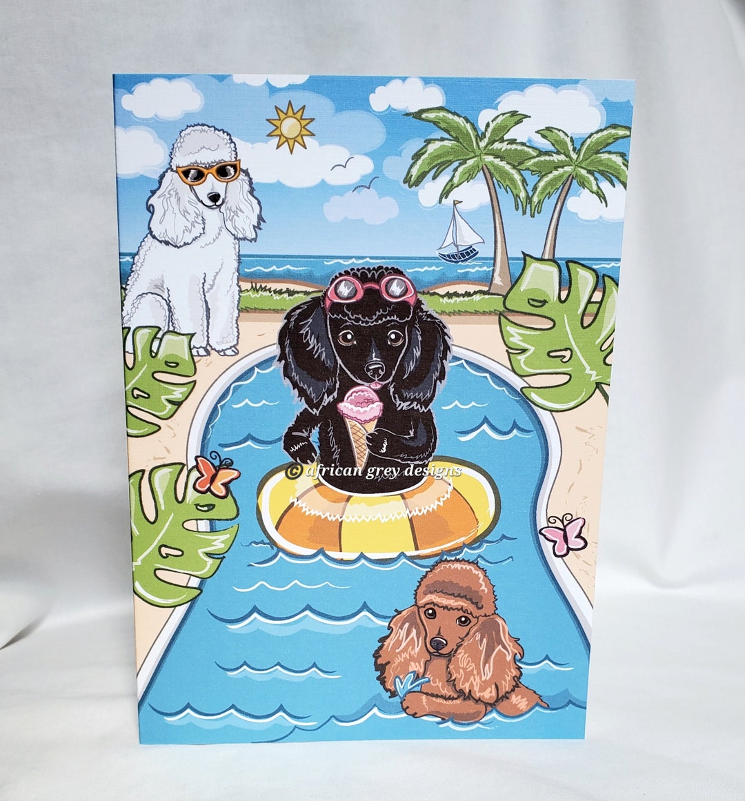 Pool Party Poodles Greeting Card - Etsy