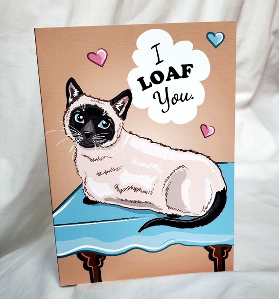 Siamese Cat Loaf Greeting Card Choose Your Fur Color | Etsy