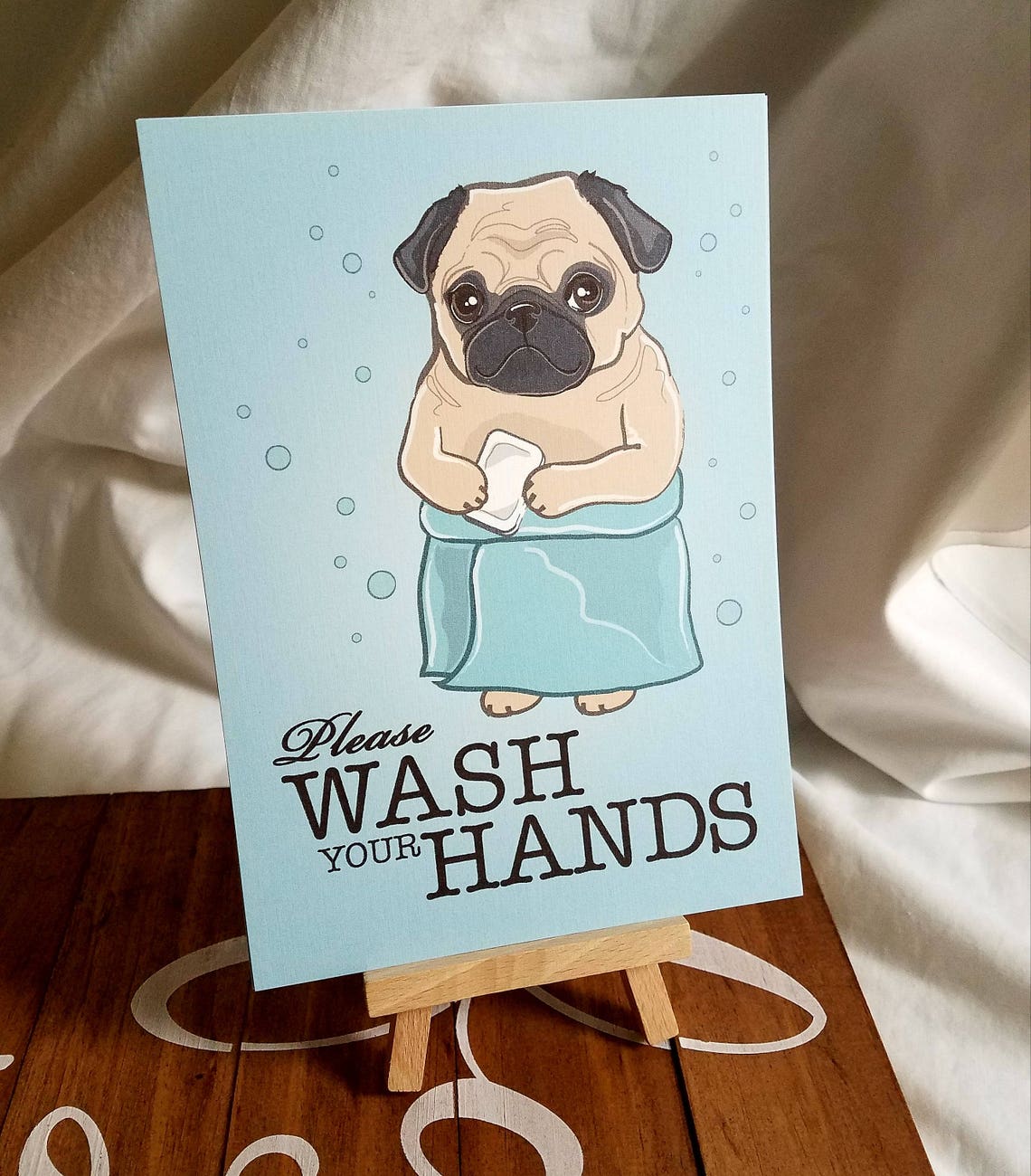 Fawn Pug Bathroom Prints 5x7 Eco-friendly Set of 4 | Etsy