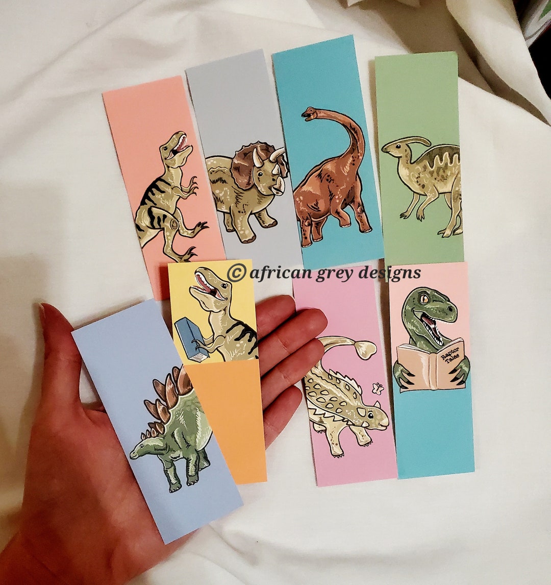 Mini Dinosaur Bookmarks Eco-friendly Set of 8 Printed on - Etsy