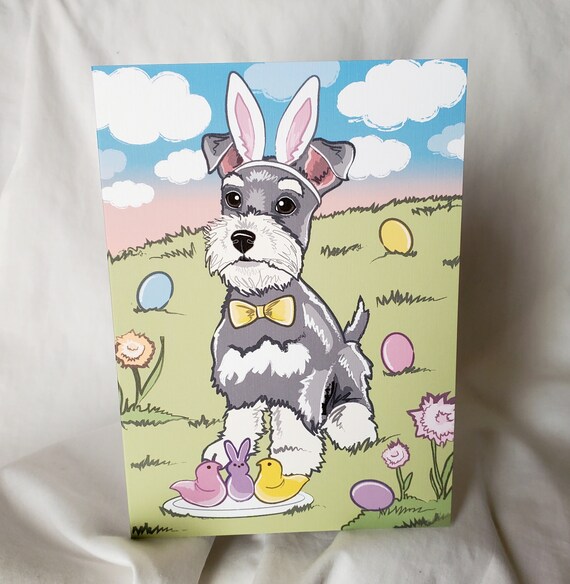 Easter Bunny Schnauzer Greeting Card | Etsy