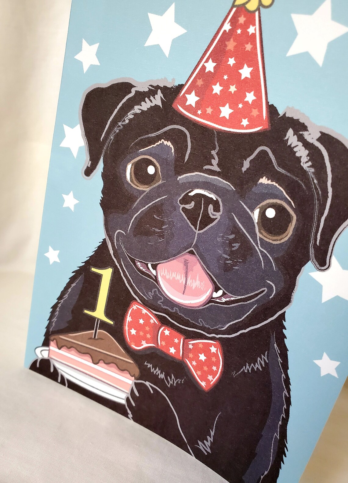 Custom Birthday Pug Greeting Card Customize With Your Candle - Etsy