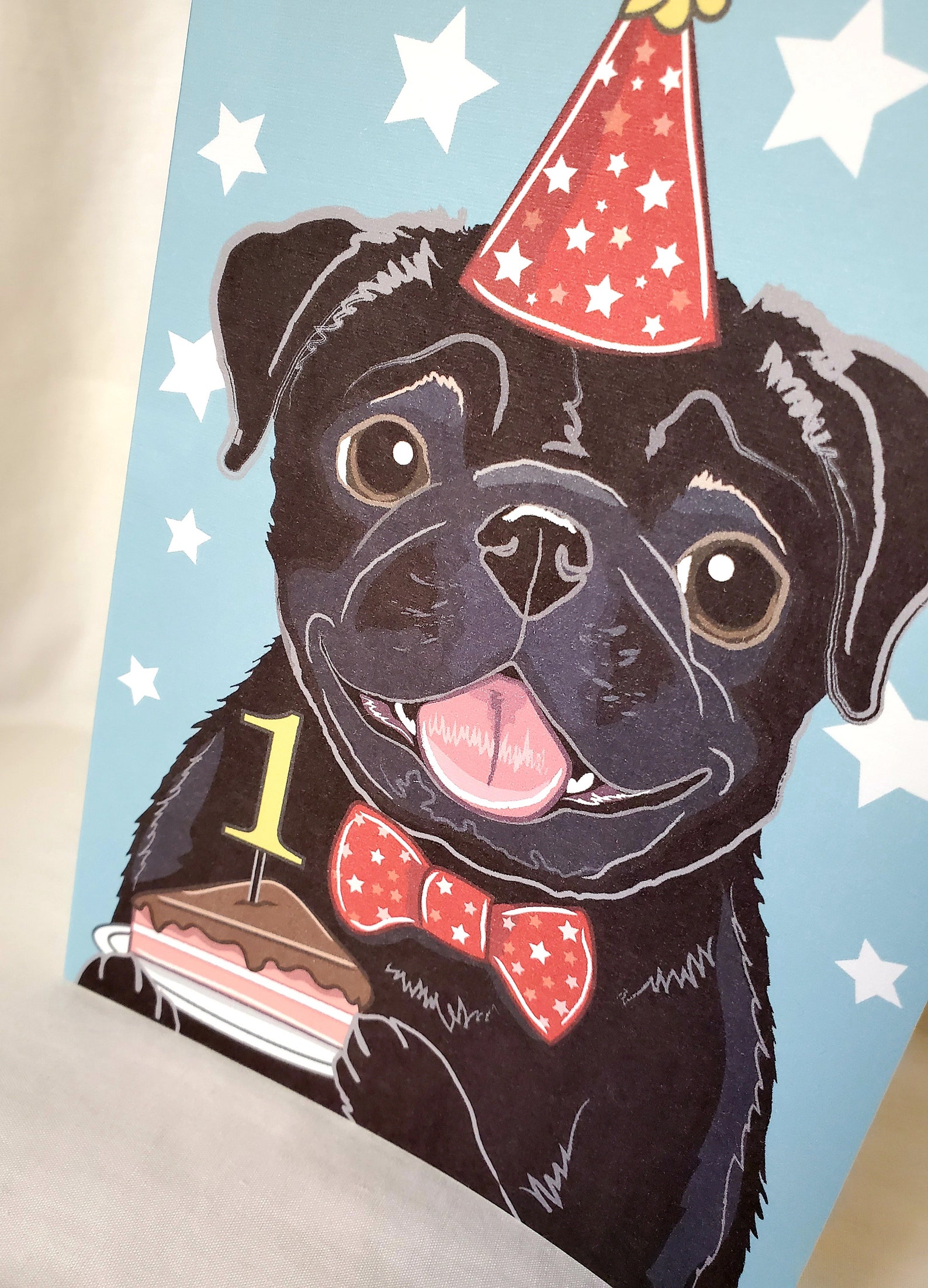 Custom Birthday Pug Greeting Card Customize With Your Candle - Etsy