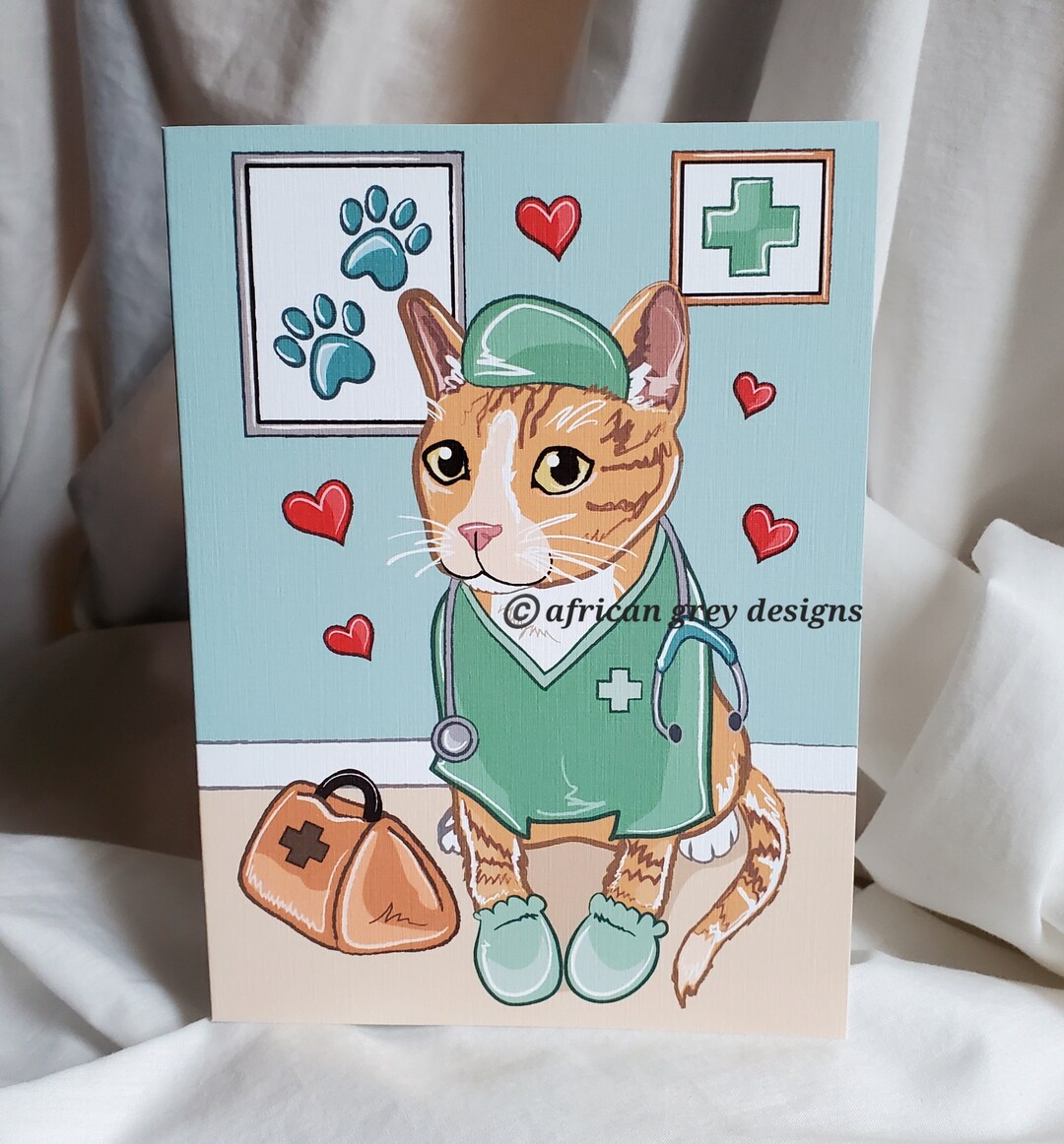 Dr. Cat Greeting Card - Doctor or Veterinary Card - Choose Your Fur ...