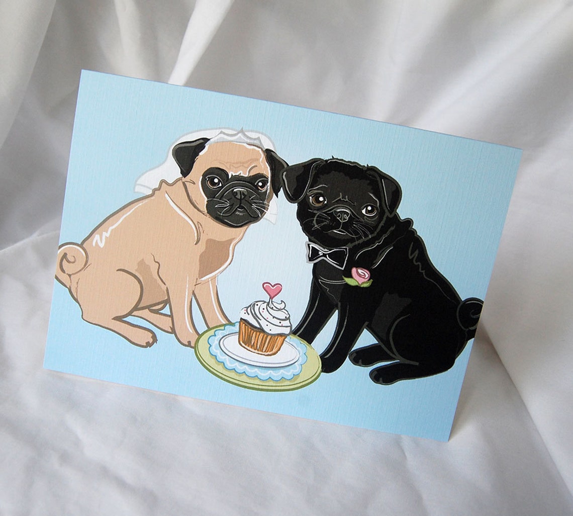 Wedding Pugs Greeting Card | Etsy