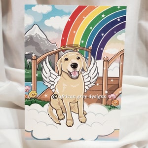 Rainbow Bridge Lab Angel Greeting Card - Choose Your Fur Color - Etsy