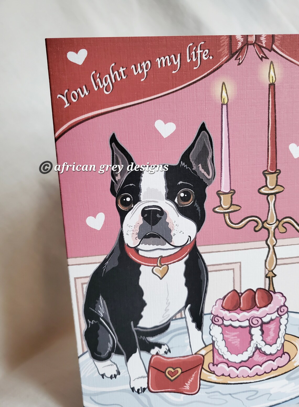 Romantic Boston Terrier Greeting Card - Etsy