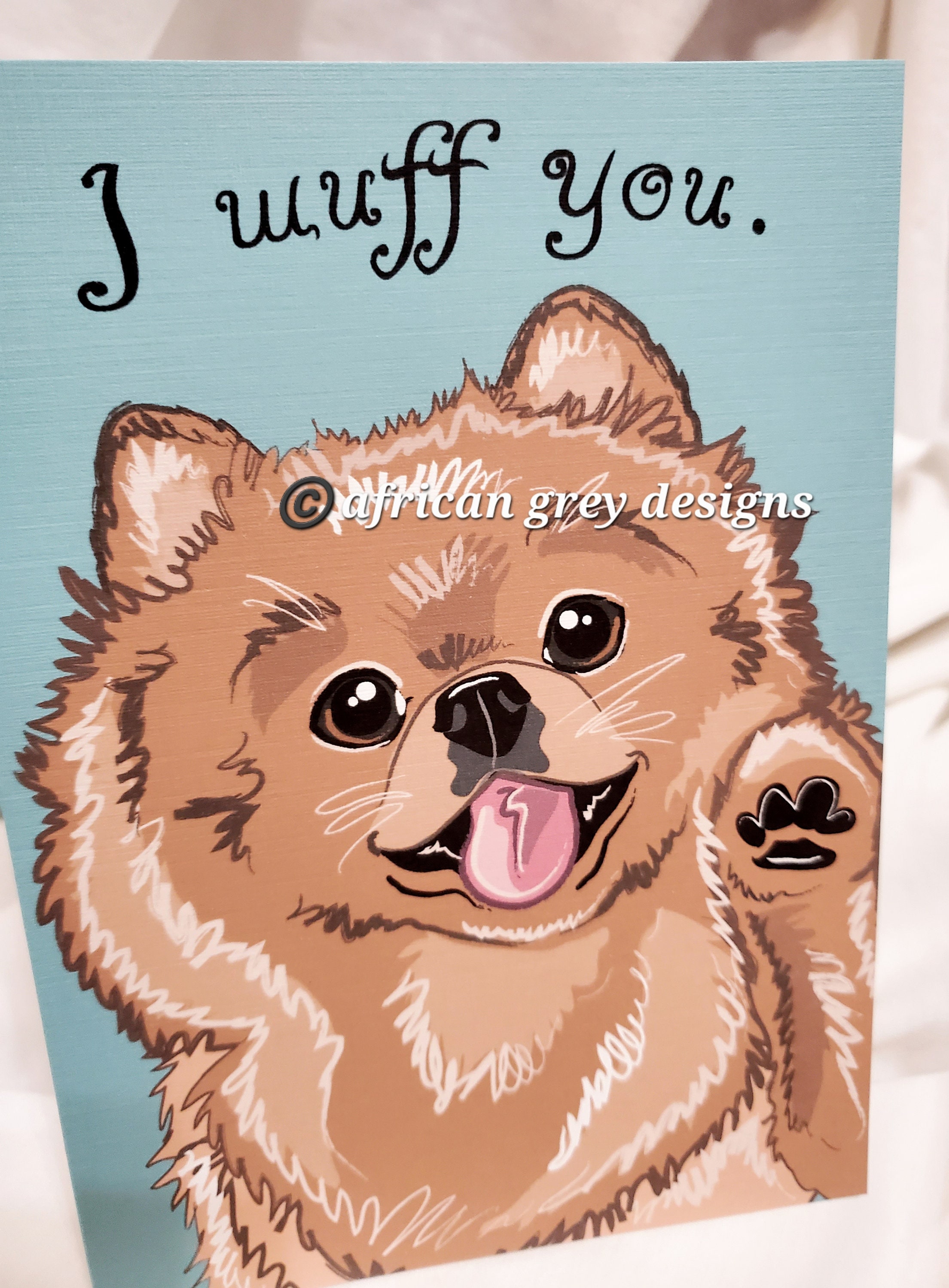 Pomeranian Wuff You Greeting Card - Etsy