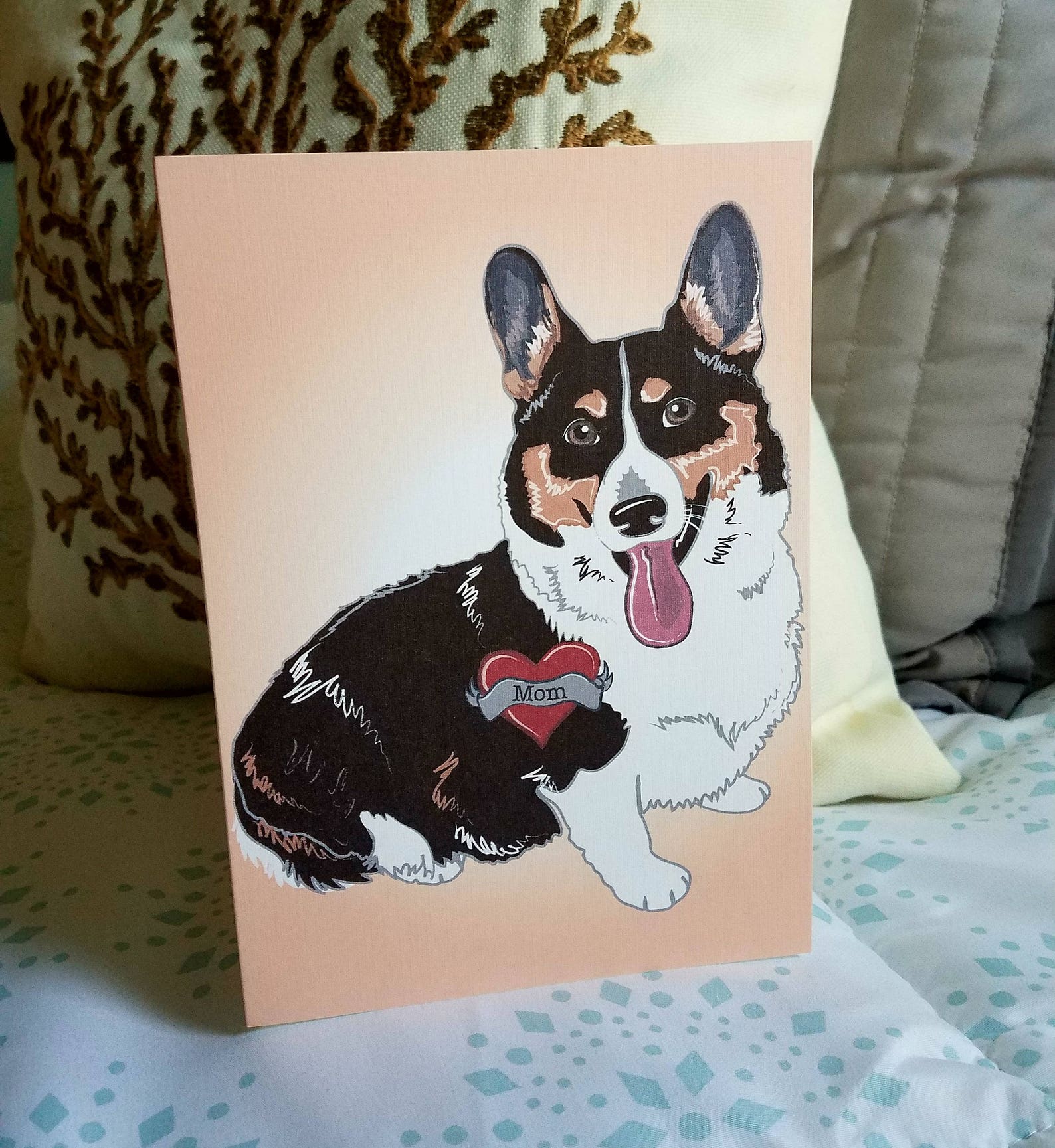 Tricolor Corgi Tattoo Greeting Card | Etsy