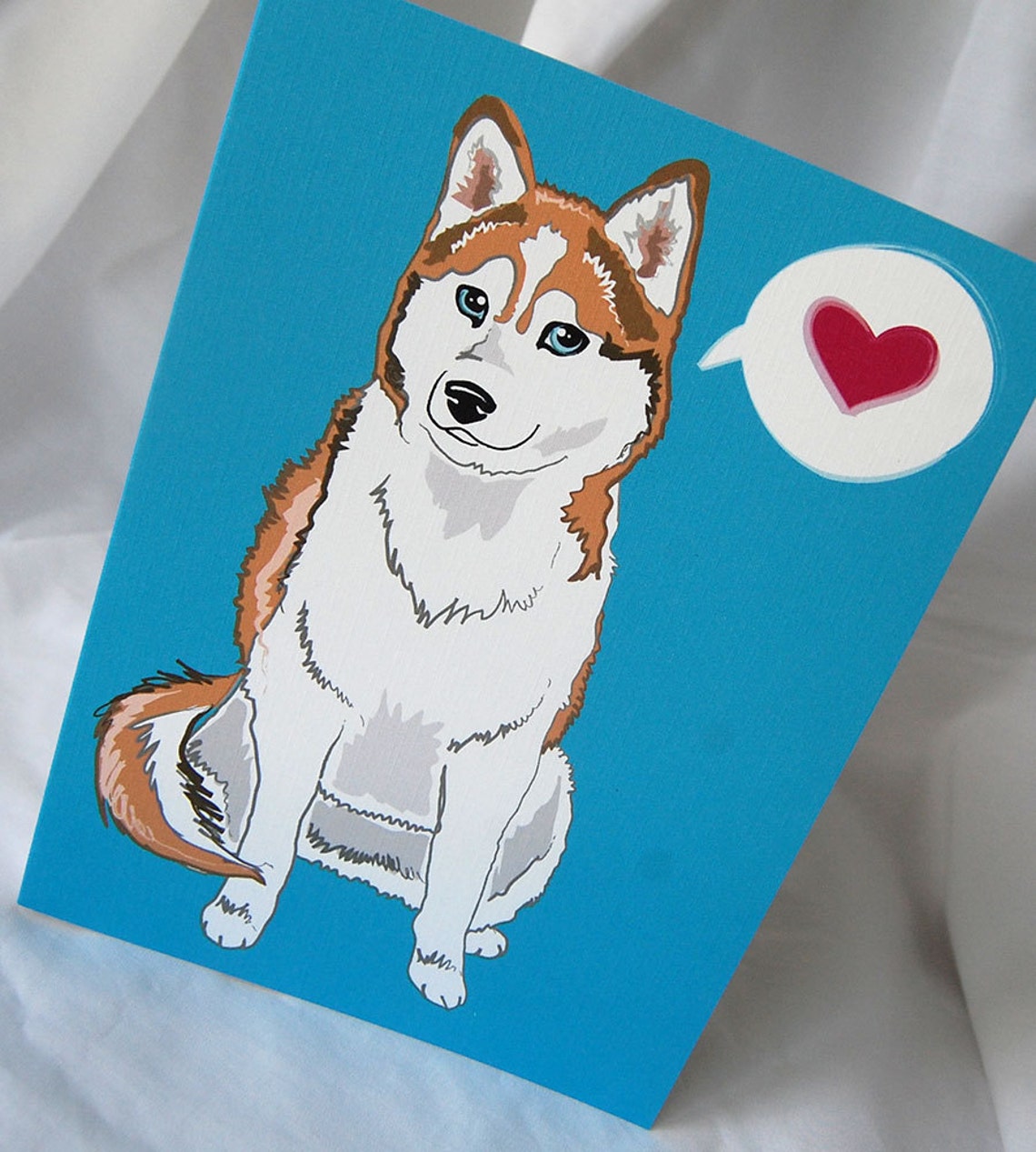 Husky Heart Greeting Card Red Husky | Etsy