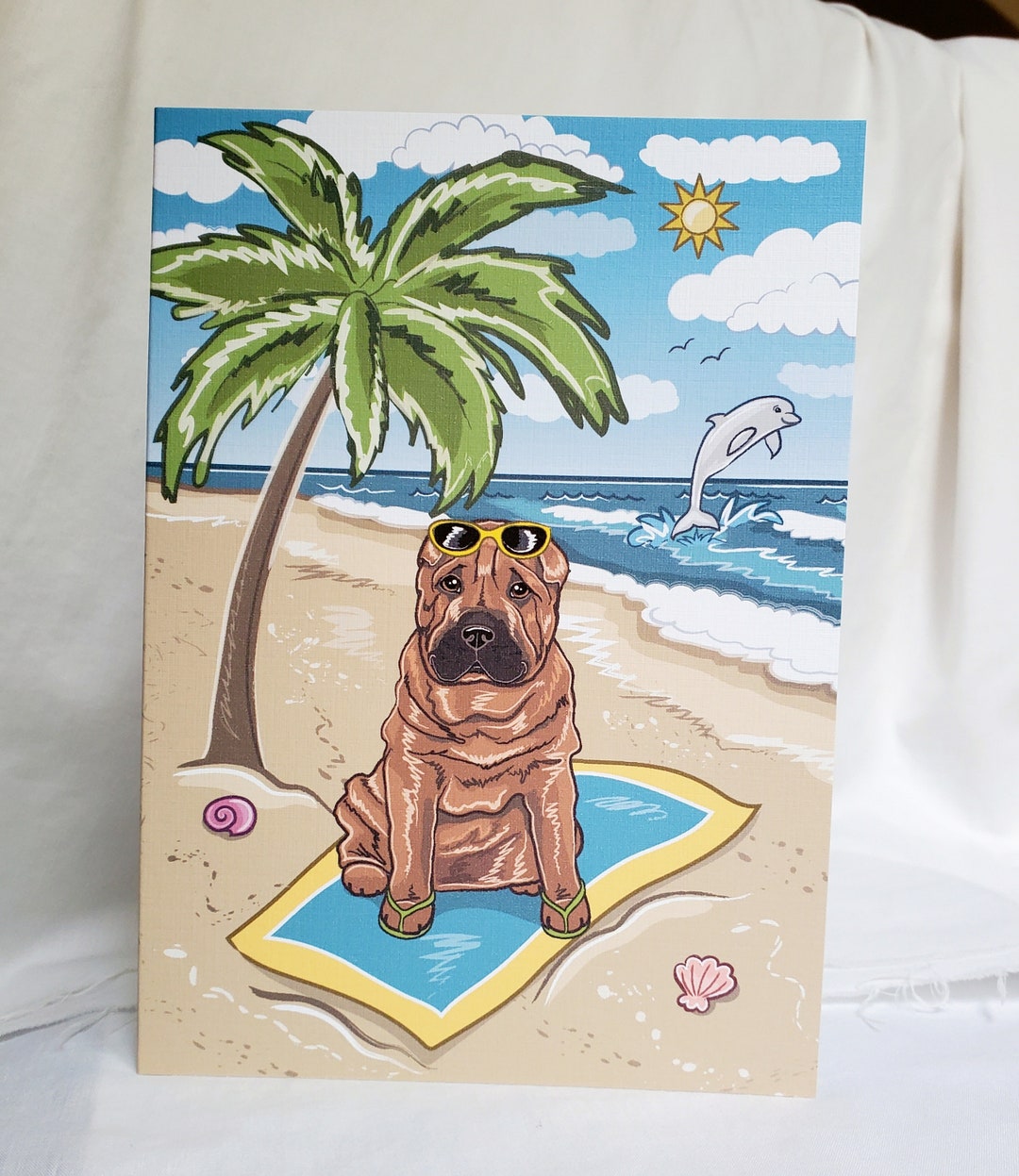 Shar Pei Beach Greeting Card - Etsy