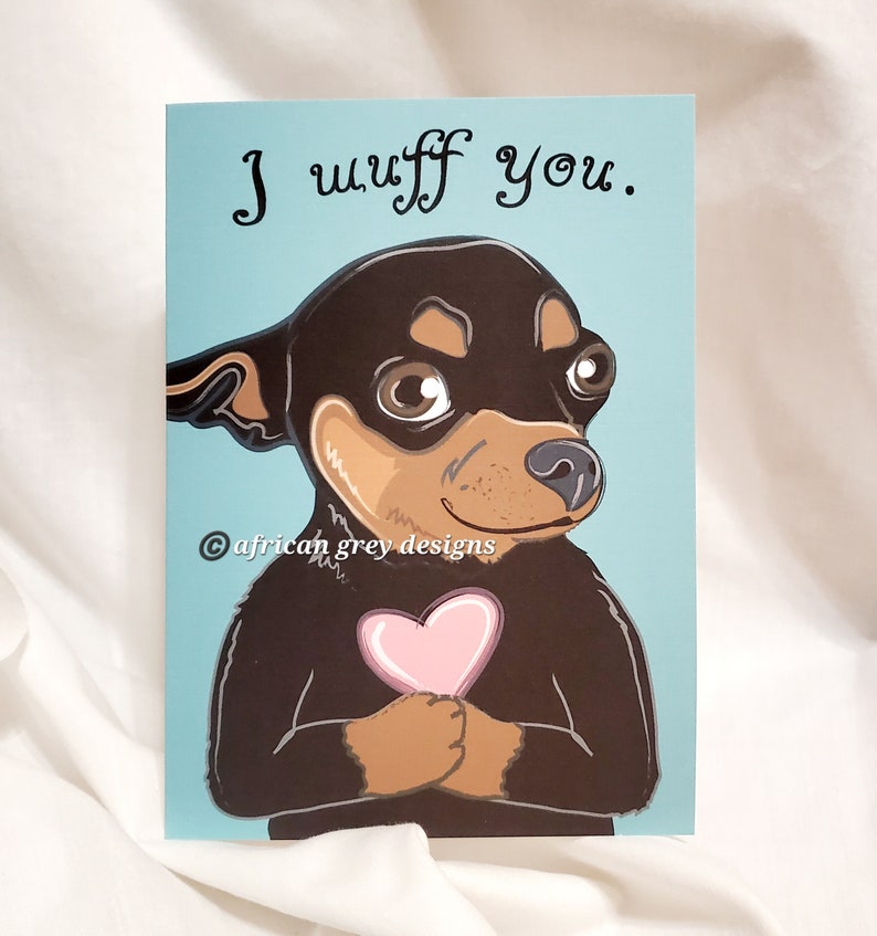 Wuff You Chihuahua Greeting Card Black and Tan - Etsy