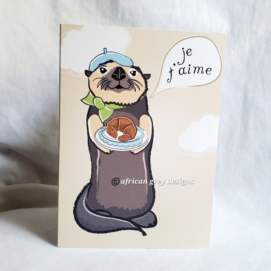 French Otter in Love Greeting Card - Etsy
