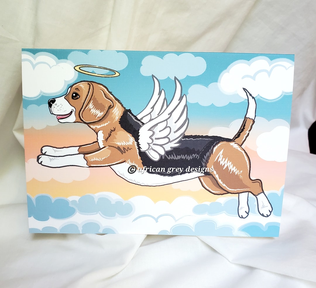 Flying Beagle Angel Greeting Card - Etsy