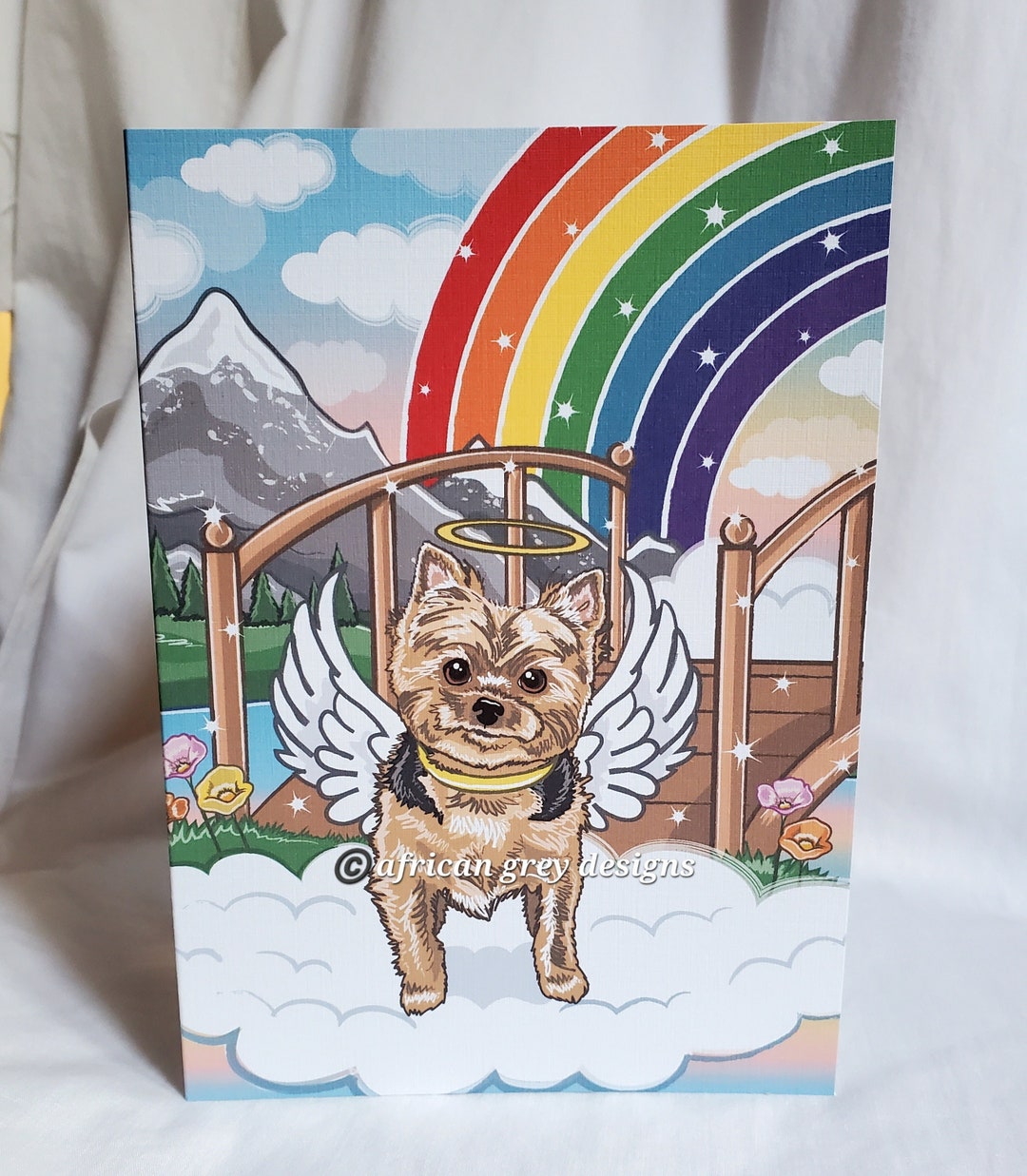 Rainbow Bridge Yorkie Greeting Card - Etsy