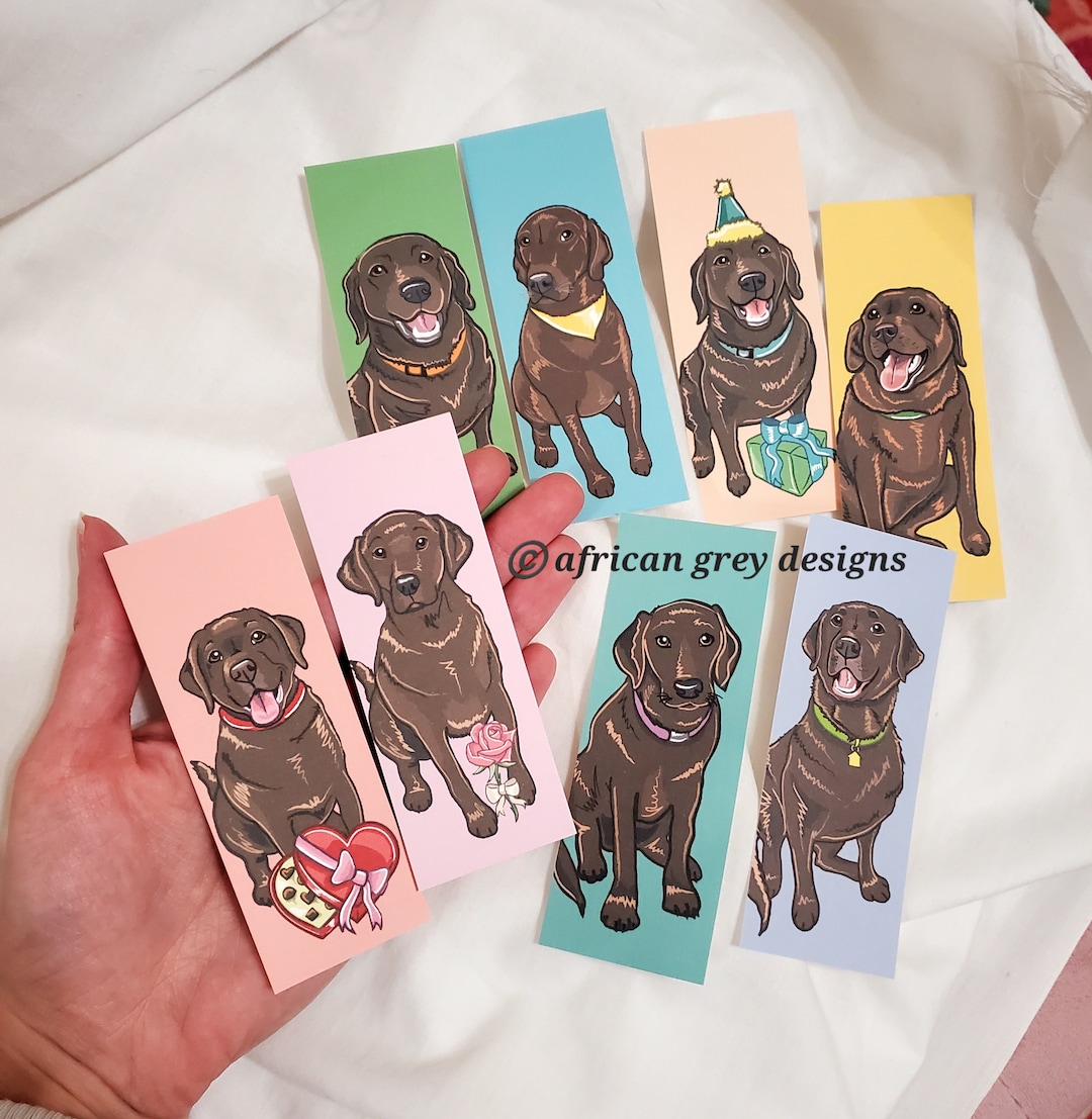 Mini Chocolate Lab Bookmarks - Eco-friendly Set of 8 - Printed on ...