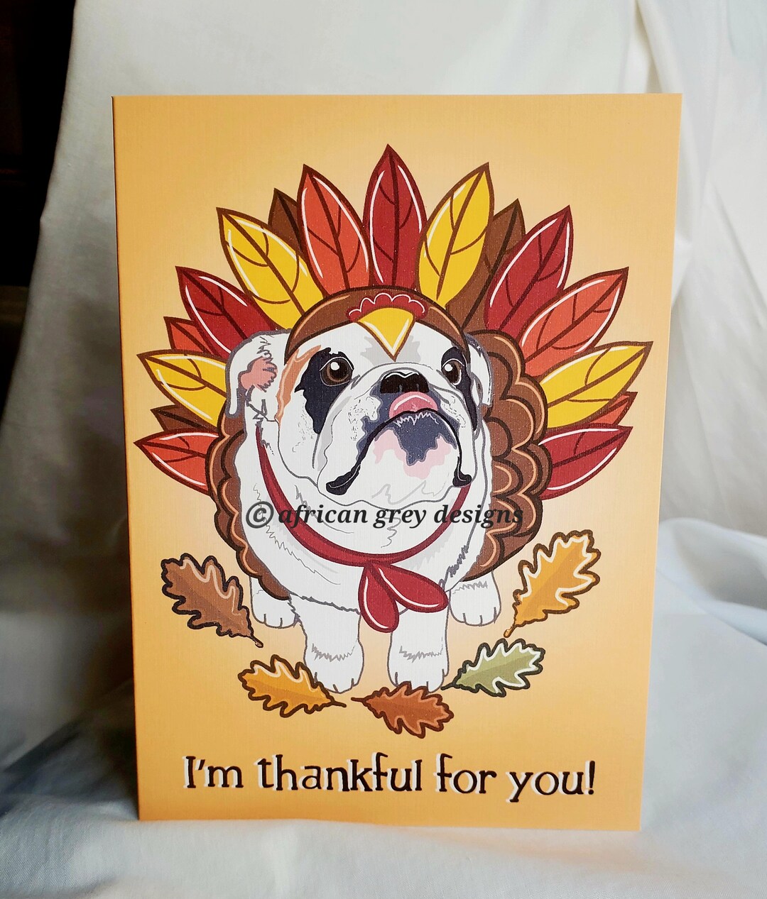 Thanksgiving Bulldog Greeting Card - Etsy