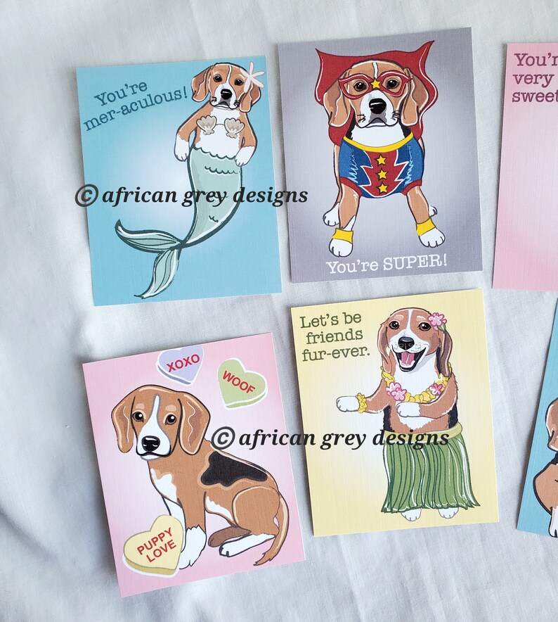 Beagle Valentines - Mini Eco-friendly Set of 6 - Etsy