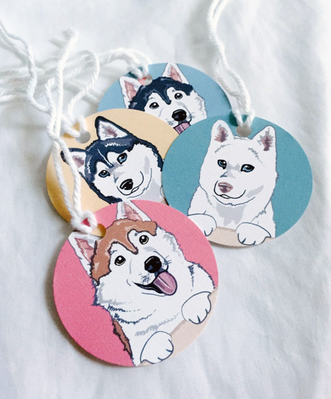 Husky Gift Tags Set of 6 Printed on Recycled Linen Paper | Etsy