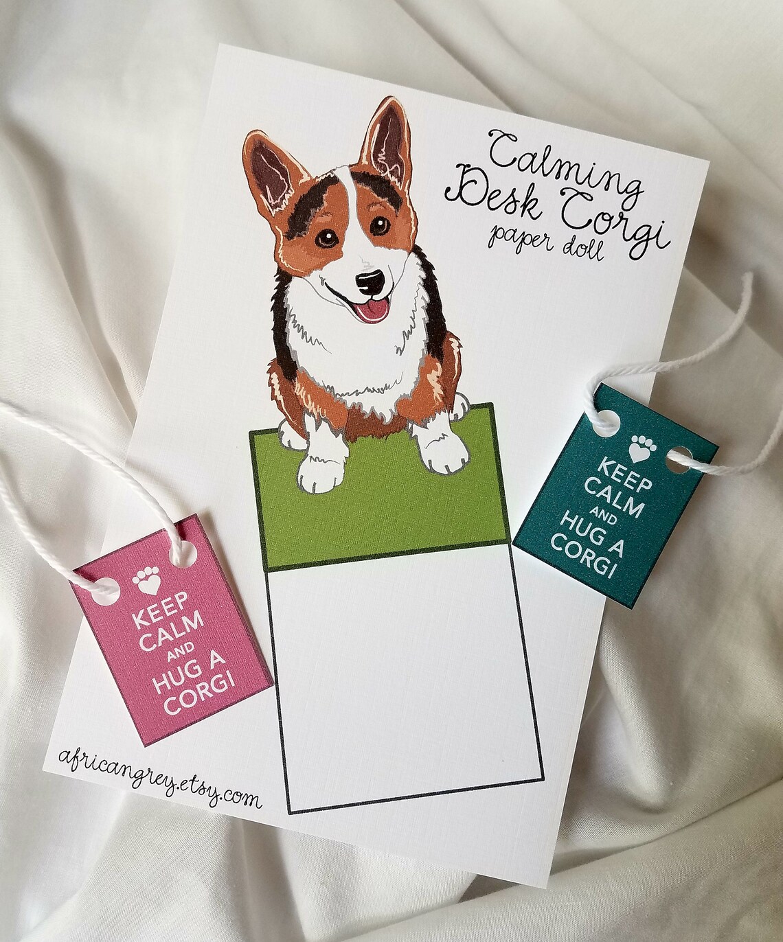 Keep Calm Tricolor Corgi Desk Decor Paper Doll | Etsy