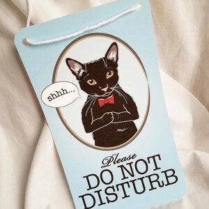 Black Cat Do Not Disturb Sign - Printed on Recycled Linen Paper - Etsy