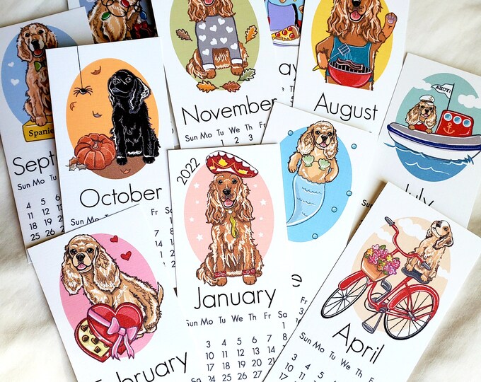 2022 Cocker Spaniel Calendar - Mini Desk Size - Printed on Recycled ...