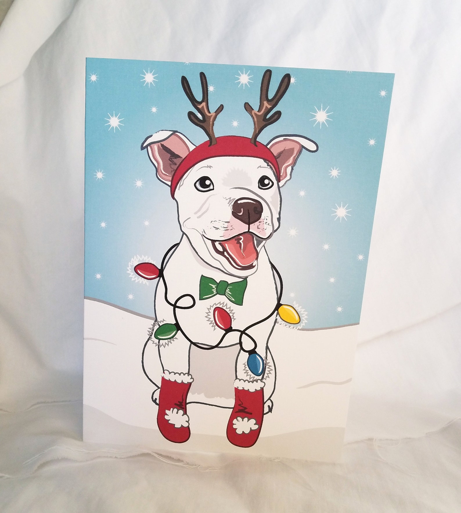 Christmas Pit Bull Greeting Card | Etsy