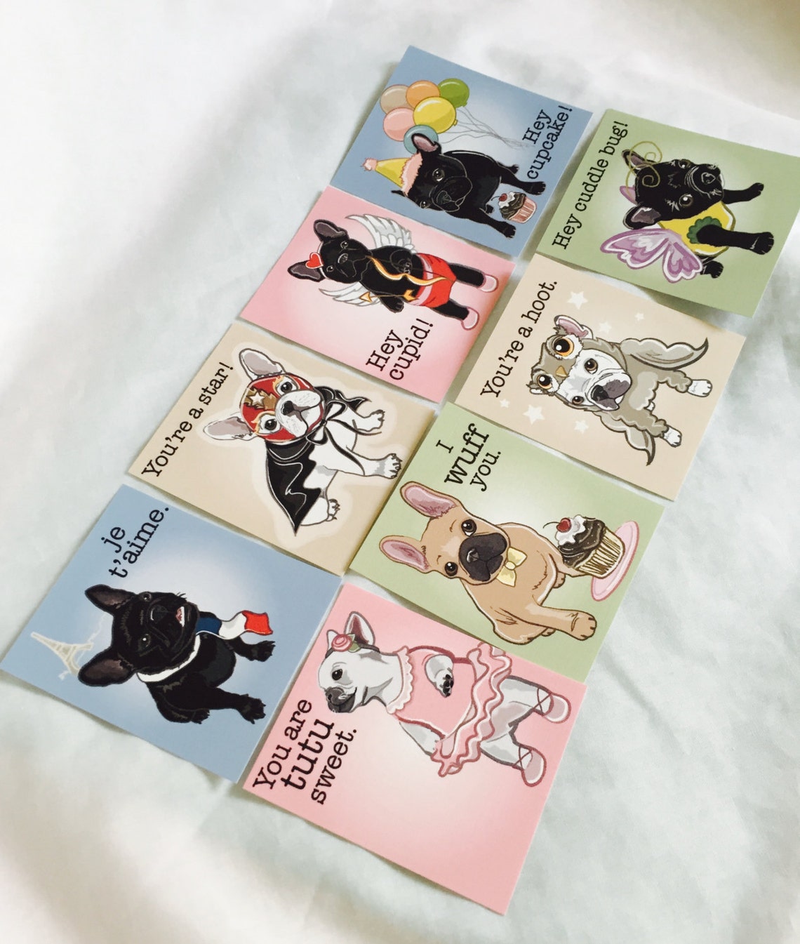 Frenchie Valentines Candy Colors Mini Eco-friendly Set of - Etsy