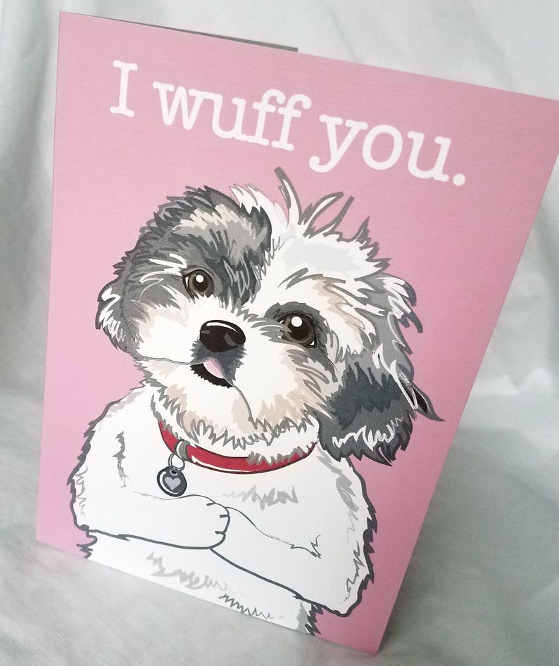 Shih Tzu Wuff You Greeting Card | Etsy