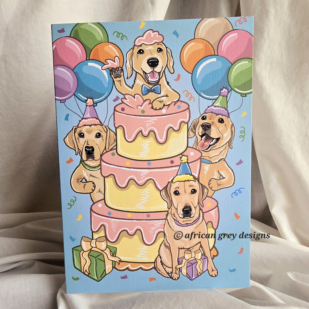Yellow Lab Birthday Cake Greeting Card - Etsy