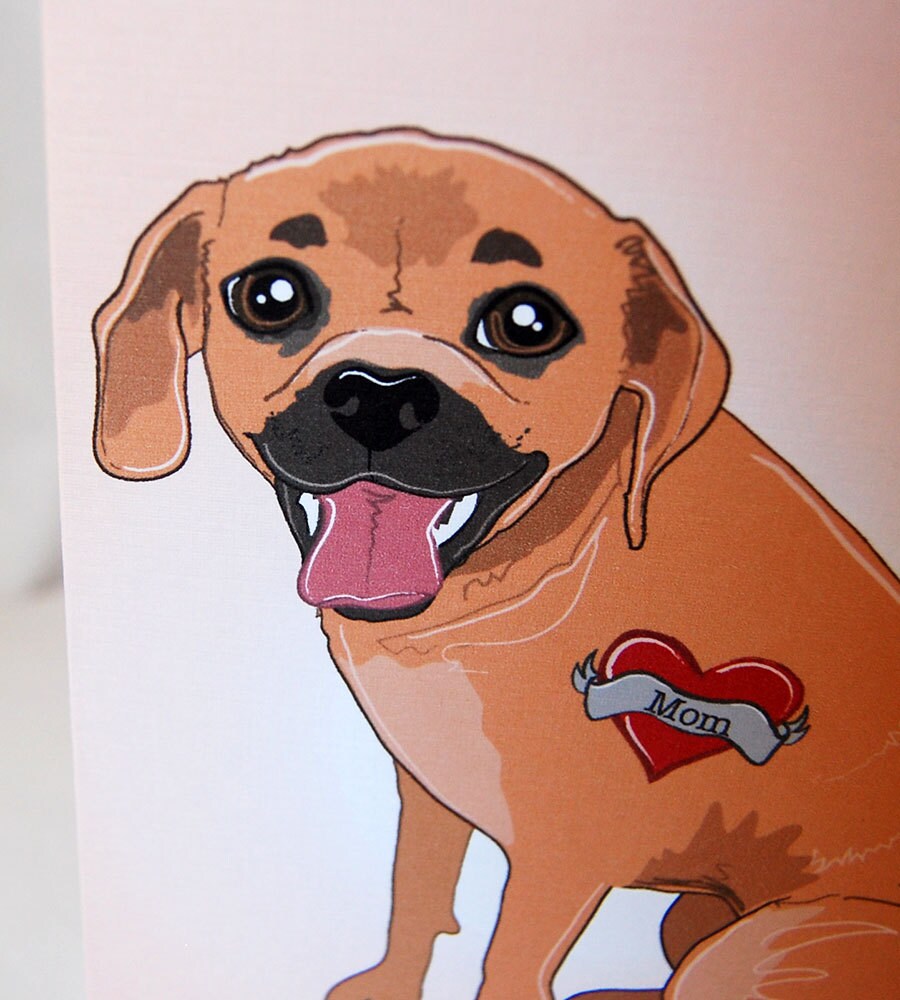 Custom Puggle Tattoo Greeting Card | Etsy