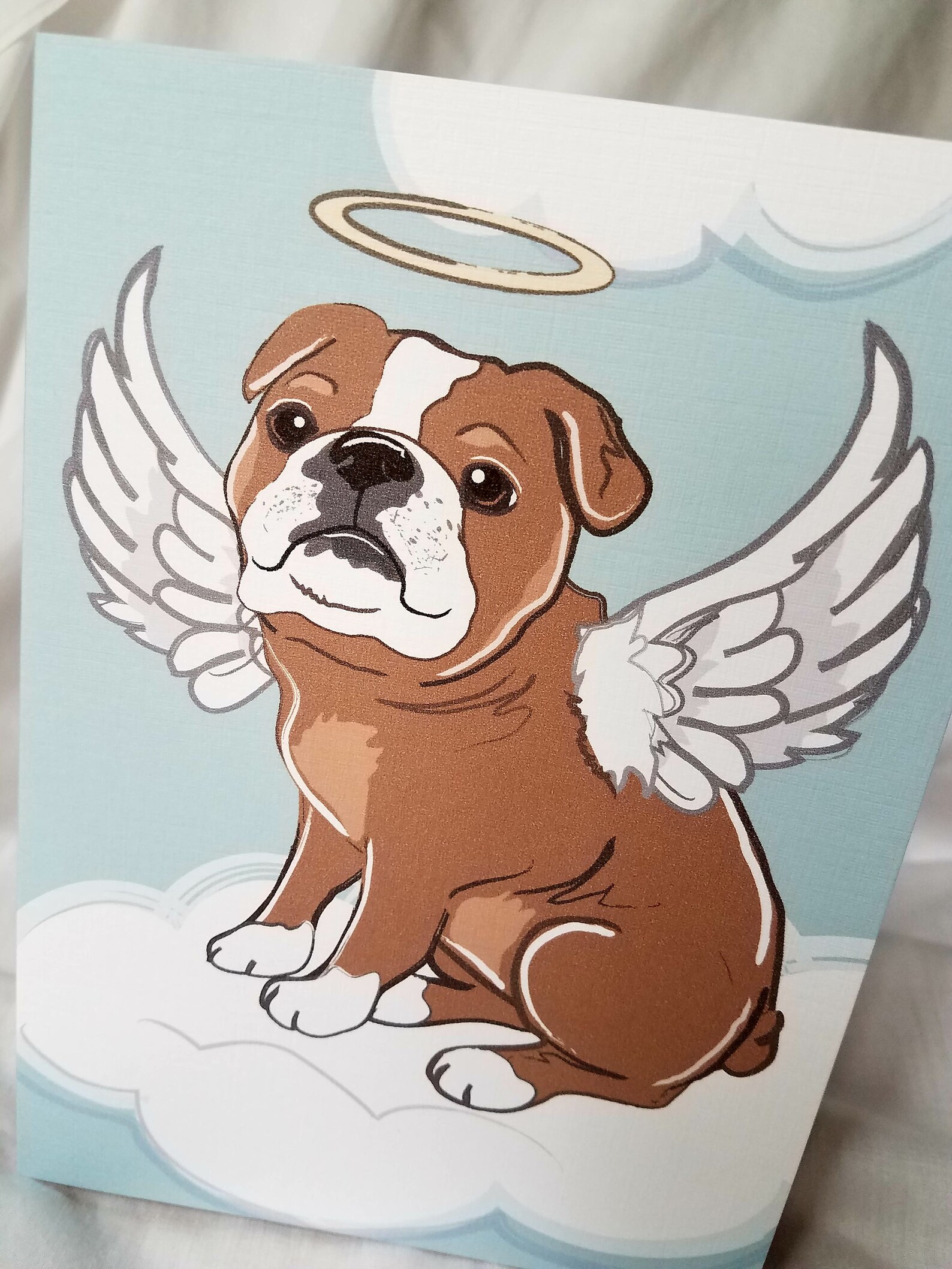 Angel English Bulldog Greeting Card | Etsy