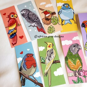 Mini Bird Bookmarks - Eco-friendly Set of 8 - Printed on Recycled Linen ...