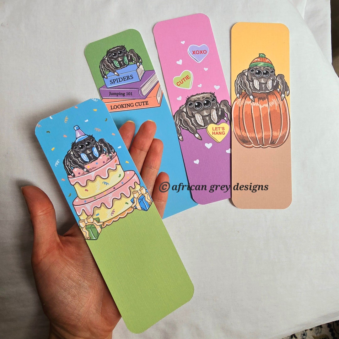 Large Jumping Spider Bookmarks - Eco-friendly Set of 4 - Printed on ...