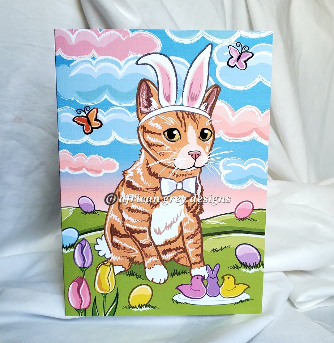 Easter Orange Tabby Cat Greeting Card - Etsy