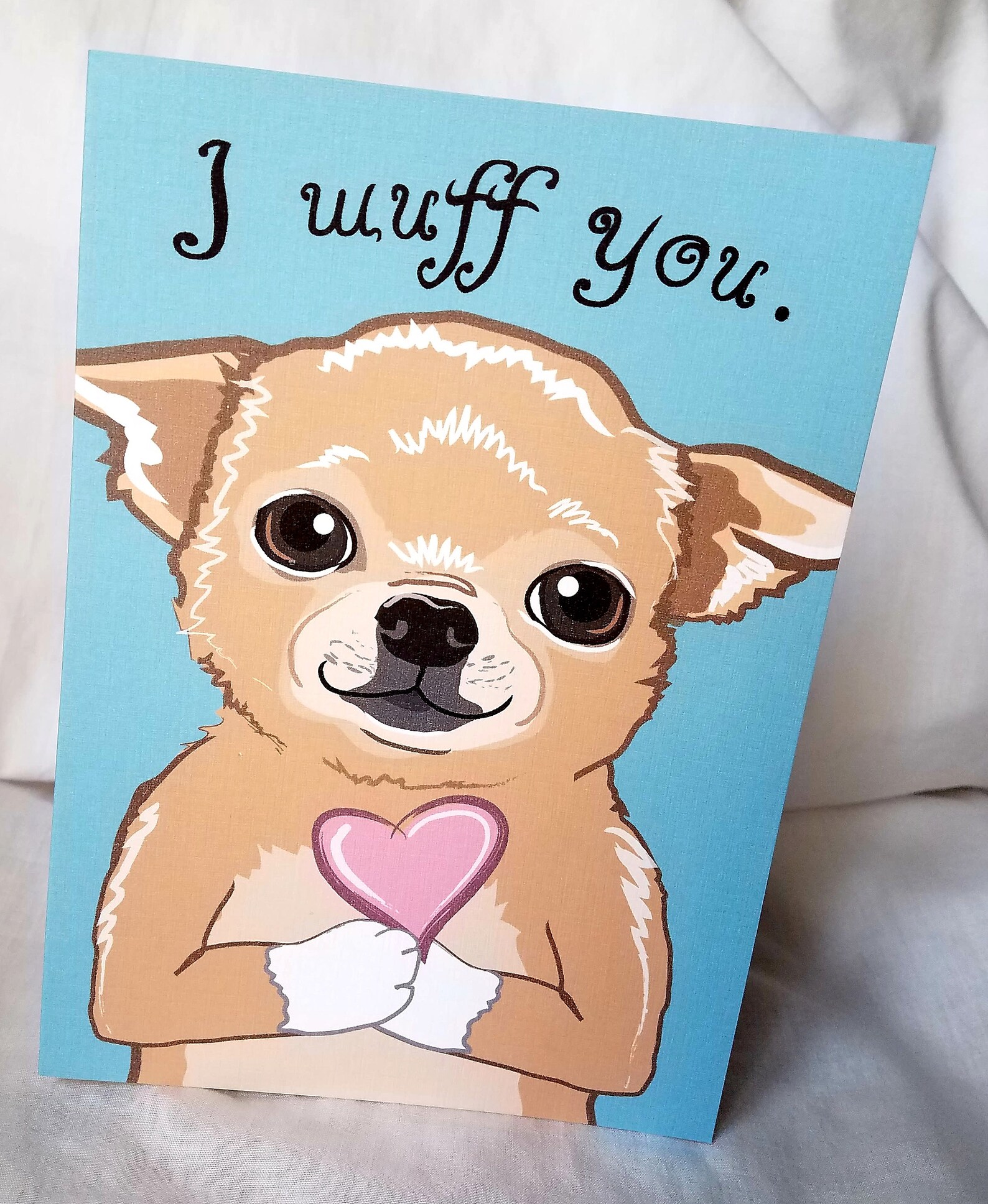 Wuff You Chihuahua Greeting Card | Etsy