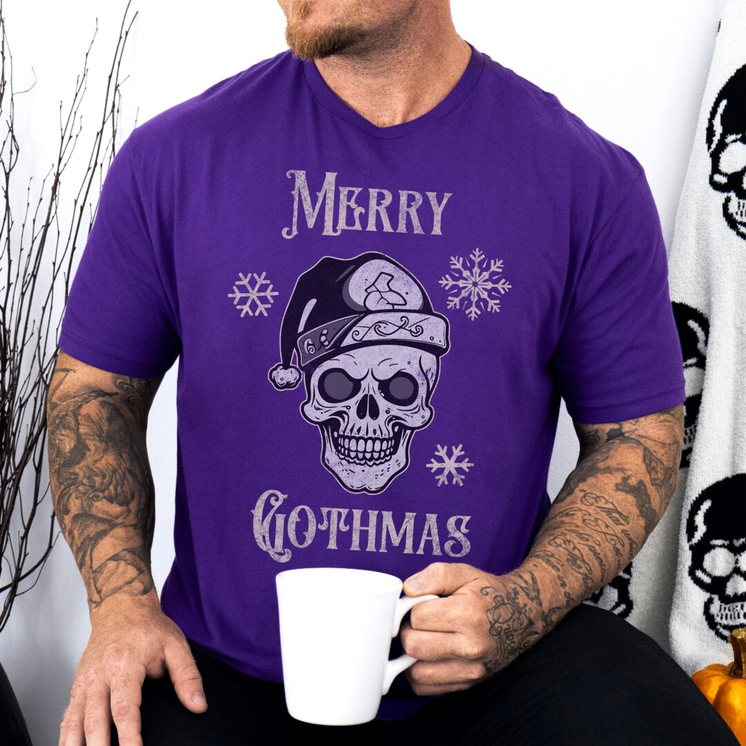 Merry Gothmas Skull T Shirt - Alternative Christmas Tee, Gothic Xmas ...